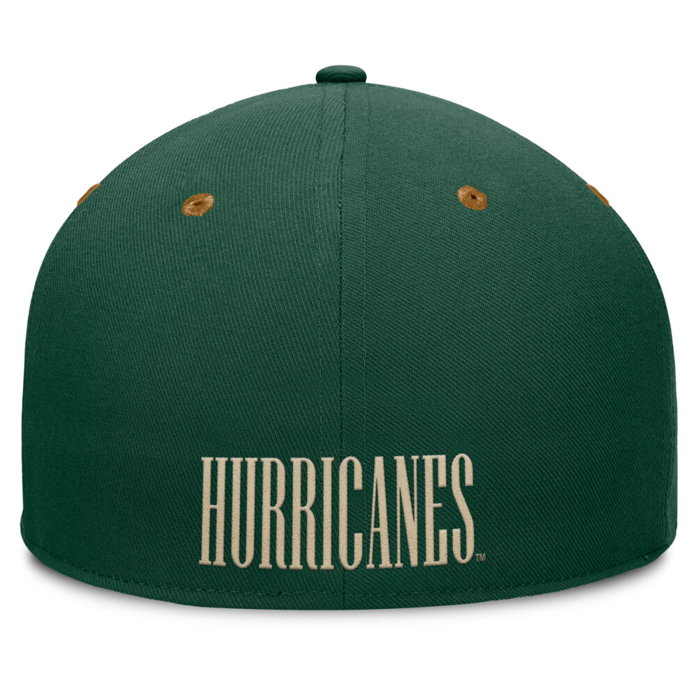 University of Miami Fitted Fanatics Green/Light Brown
